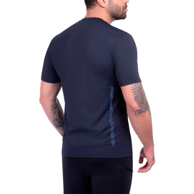 Camisa De Corrida Mizuno Focus Stamp 2 Masculina Azul Noite - Lumman