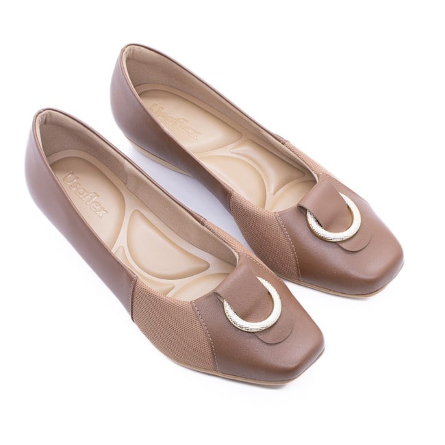Sapatilha Bico Fino Usaflex Feminino Canela - Lumman